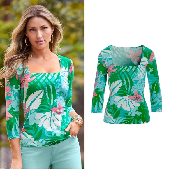 Boston Proper | Tops | Boston Proper So Sexy Floral Tropical Squareneck ...